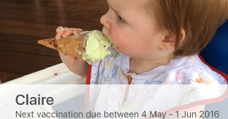 Mobile app VaxOnTime gives parents a vaccination reminder.